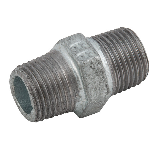 1" BSPT EQUAL MALE HEX NIPPLE GALVANISED
