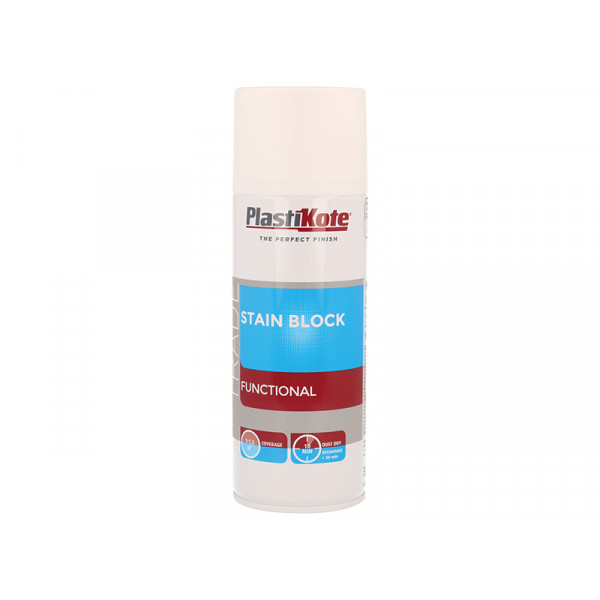 PlastiKote Trade Stain Block Spray Paint White 400ml