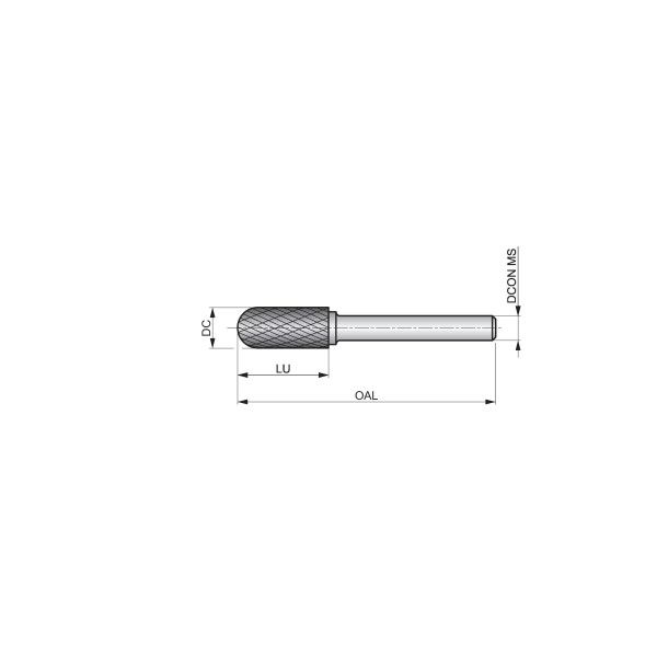 12.7mm Carbide Rotary Burr, TiAlN Coated, Ball Nosed Cylinder, Shape C ...
