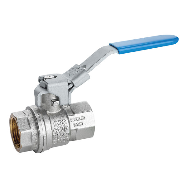4" BSPP Brass Ball Valve Lockable Ni Plated